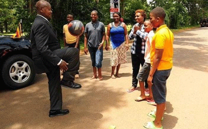 Photos: See Ugandan president, Museveni display football skills ...