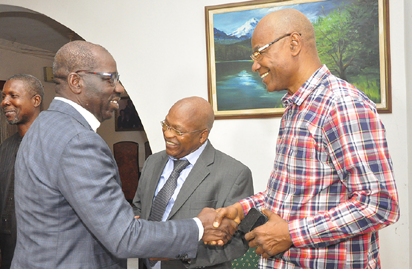 Obaseki commiserates with Edo APC Chairman over mother’s passing ...