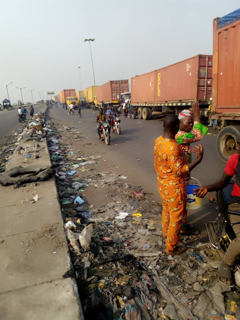 Photos: Okada riders defy traffic law along mile 2 Berger Yard Expressway