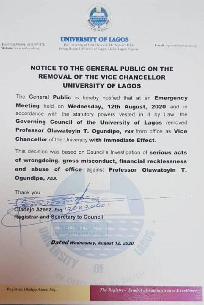 UNILAG crisis: Governing Council lacks power to sack VC ― ASUU