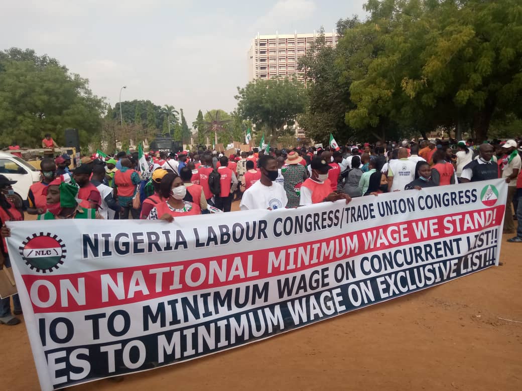 (Video/Photos) HAPPENING NOW: NLC minimum wage protests in Abuja, Lagos ...