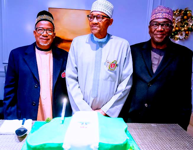 Photos: AbdulRazaq, Mohammed join Buhari celebrate 80th birthday inside presidential jet ...