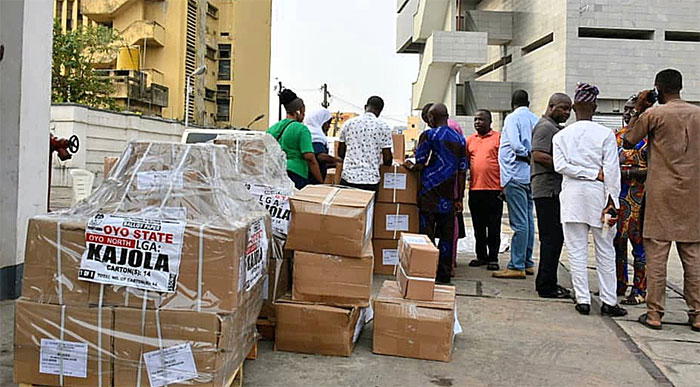 PHOTOS: INEC begins distribution of sensitive materials across Oyo