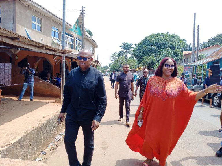 Photos: Peter Obi, wife cast votes at polling unit - Vanguard News