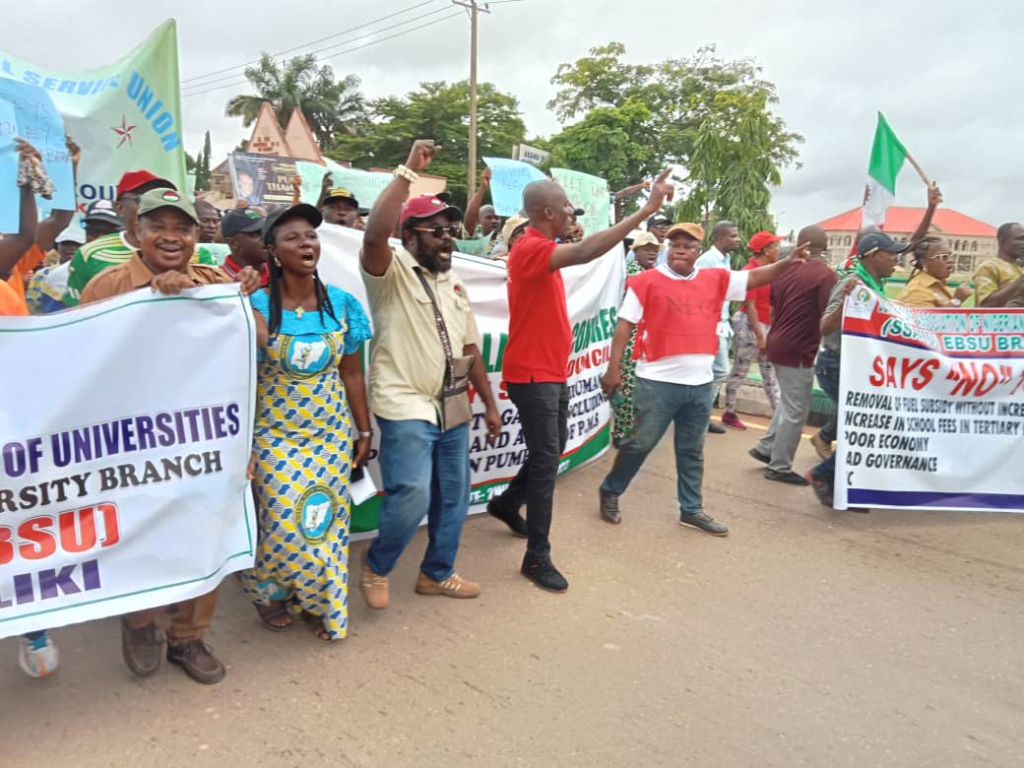 Ebonyi NLC protests FG's subsidy removal - Vanguard News