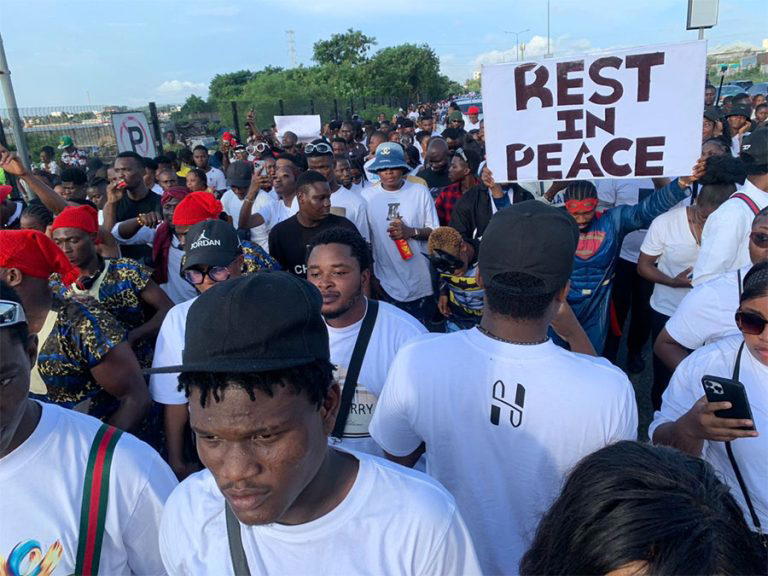 Photos: Candlelight procession for late singer, Mohbad in Lekki ...