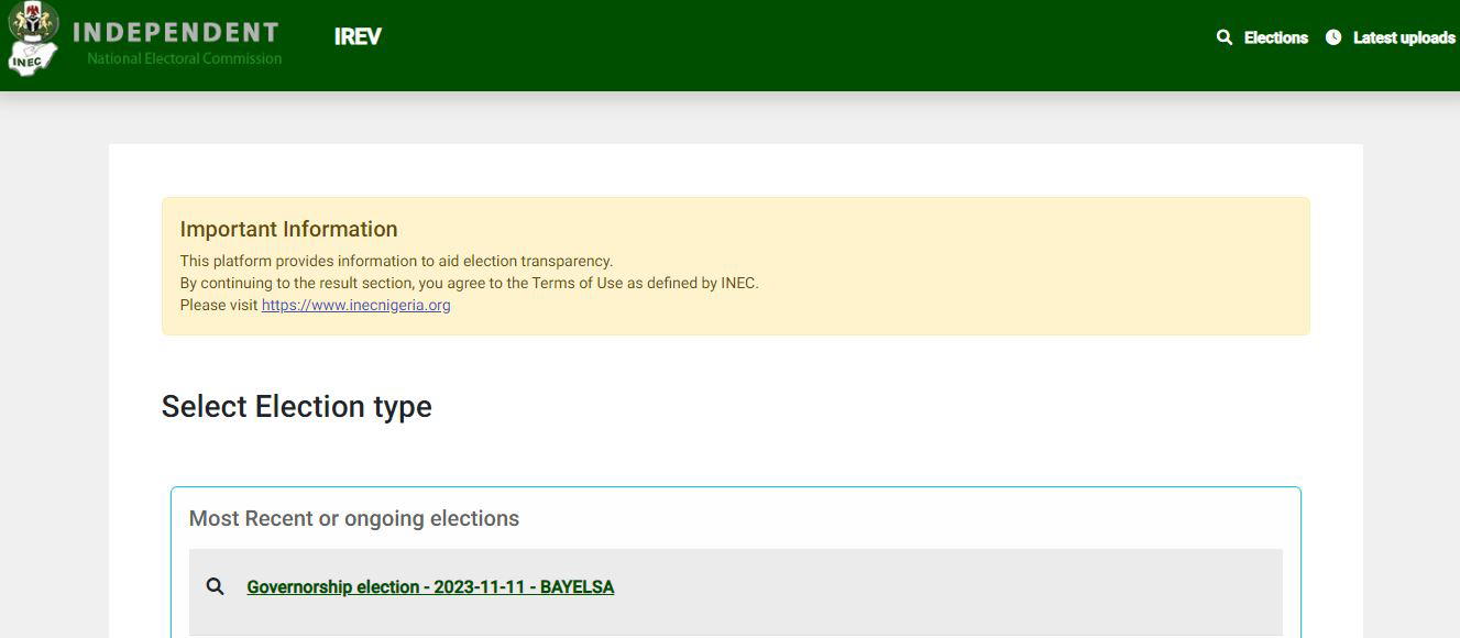 Off-season elections: Uploading of results to IReV in progress