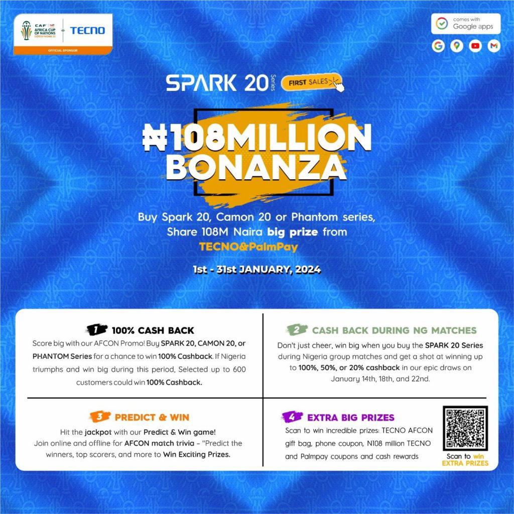 Win Big with TECNO SPARK 20 N108 Million Bonanza: Prizes, Cashback, and ...