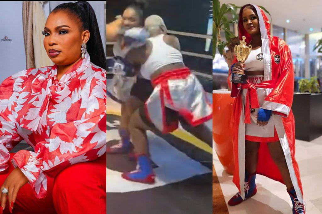 Moment Chizzy Alichi, Laide Bakare took to the ring in celebrity boxing ...
