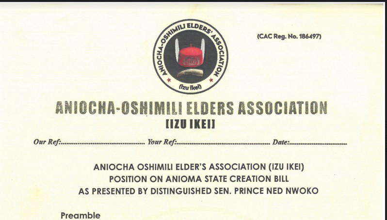 ANIOCHA OSHIMILI ELDERS ASSOCIATION (IZU IKEI) POSITION ON ANIOMA STATE ...