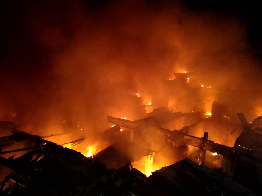 Photos: Fire guts Idumota automobile spare parts shops - Vanguard News