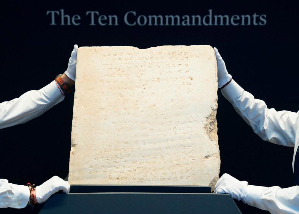 Stone tablet engraved with 10 Commandments sells for $5 million ...