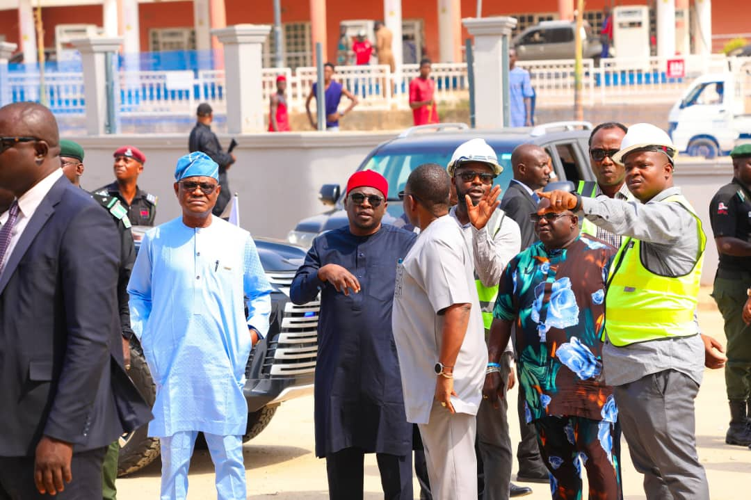 Photos: Wike, Adamawa Gov, Fintiri inspect ongoing construction of Bus ...