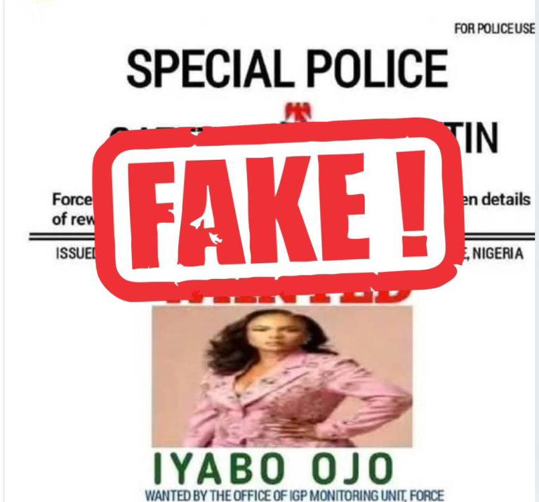 Iyabo Ojo not wanted – Police disown viral poster - Vanguard News