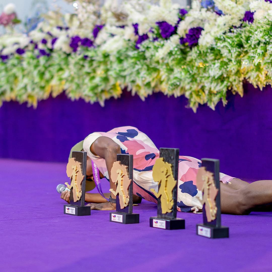 Photos: Rasheedat Ajibade presents WAFCON medal, awards to Pastor ...