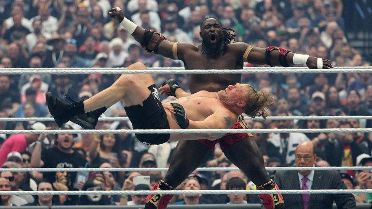 Nigerian Oba Femi defeats Brock Lesnar in five minutes on WWE debut ...